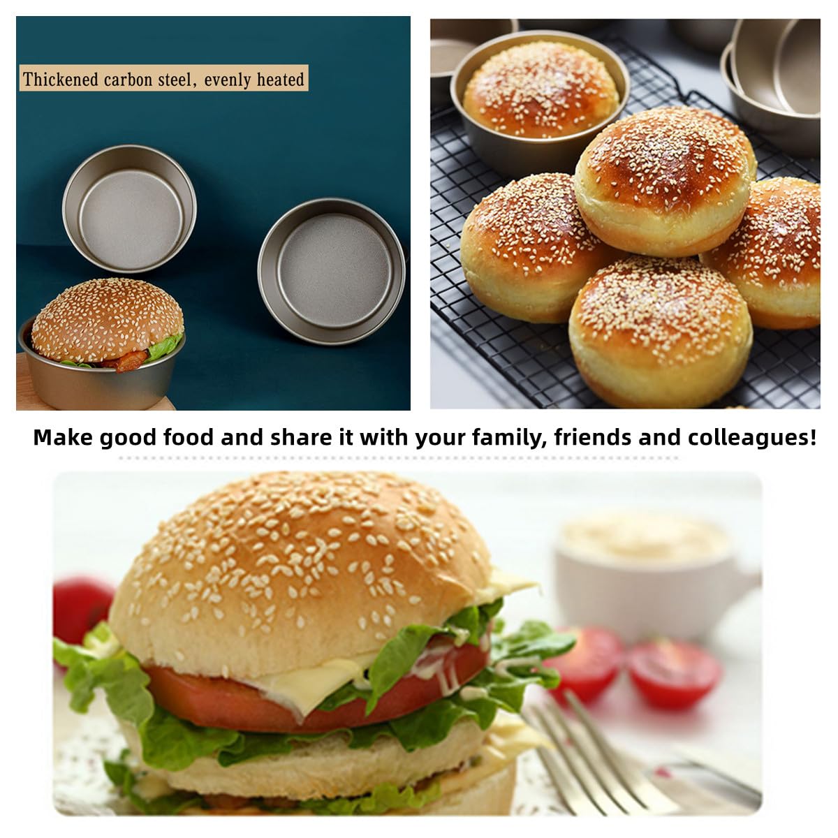 XZJMY 4Pack Mini Pie Pan 4-Inch Round Cake Pans Round Carbon Steel Cake Baking Pan,Air Fryer Hamburger Moulds for Muffins Egg Puddings Bread (Gold)