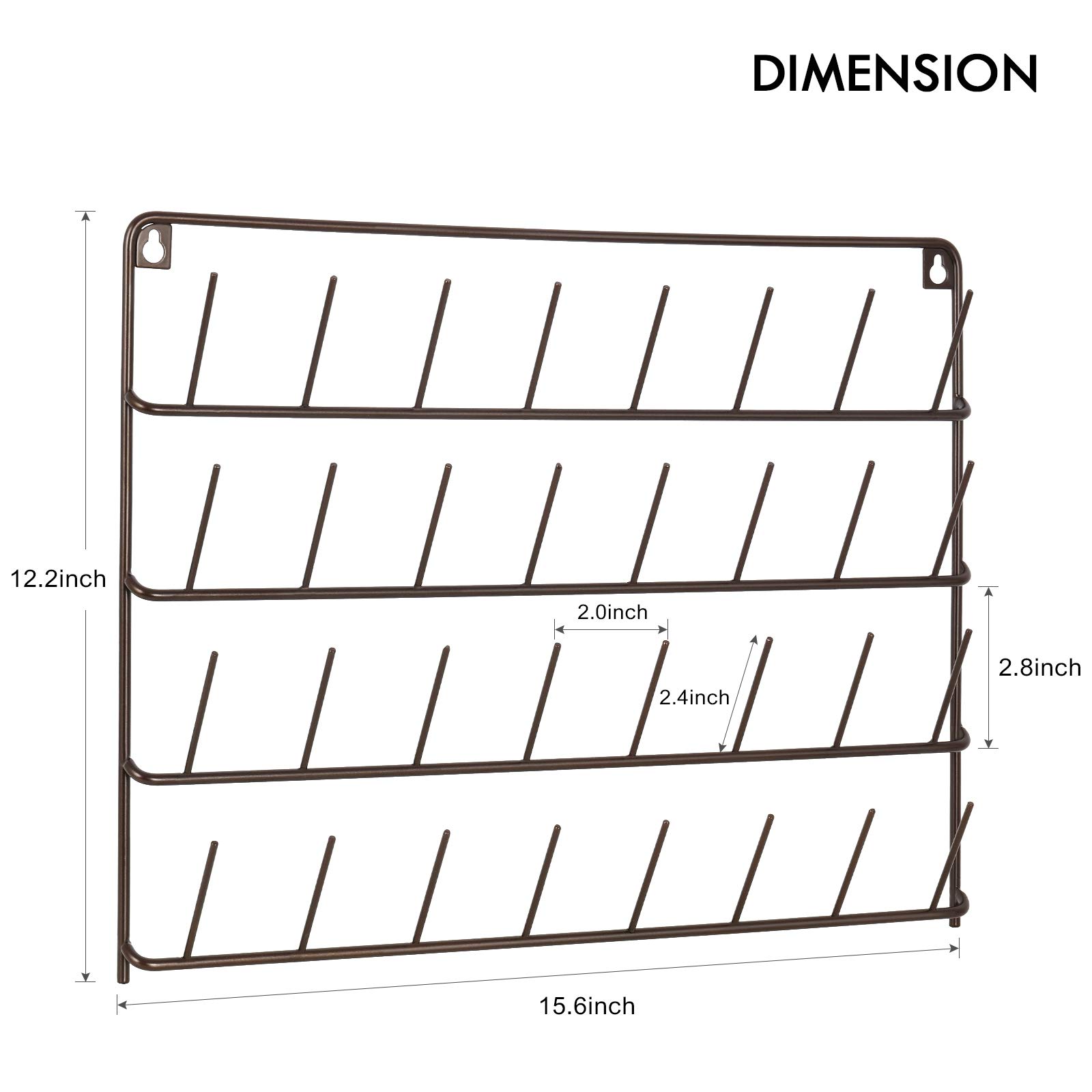 HAITARL 4 Set of Sewing Thread Organizer,Wall-Mounted Metal Thread Rack,32-Spool Thread Holder with Hanging Hooks for Organizing Threads,Brown