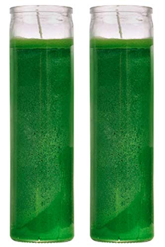 Prayer Candles - Wax Candles (2 Pc) Dark Green Great for Sanctuary, Vigils and Prayers - Unscented Glass Candle Set - Indoor Outdoor - Spiritual Religious Church - Jar Candles