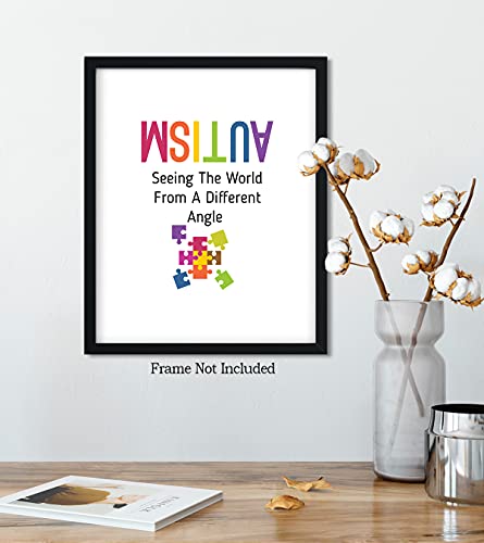 The World From A Different Angle | Autism Awareness Decor | Autism Classroom | Boho Rainbow Decor Classroom | Autism Sign | Autism Art Wall Decor Classroom | Autistic decorations - 8x10 unframed print