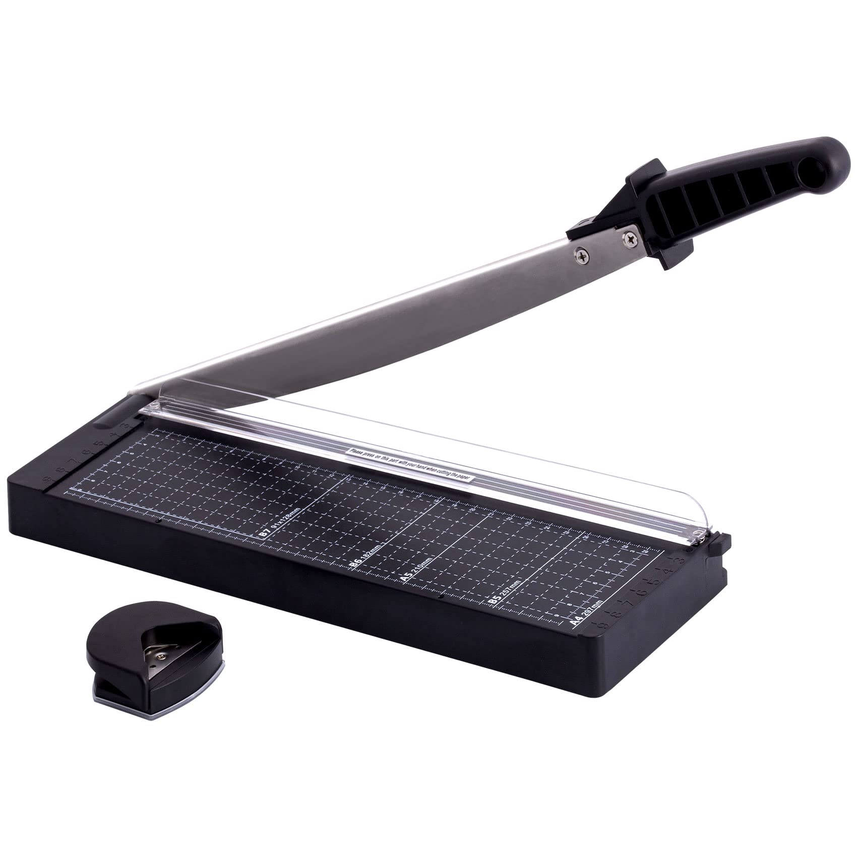 TIANSE Paper Trimmer-12” 8 to 12 Sheet Capacity, Paper Cutter Guillotine- with Safety Blade Lock Heavy Duty Metal Base Paper Cutting Board for Home, Office,School-Black