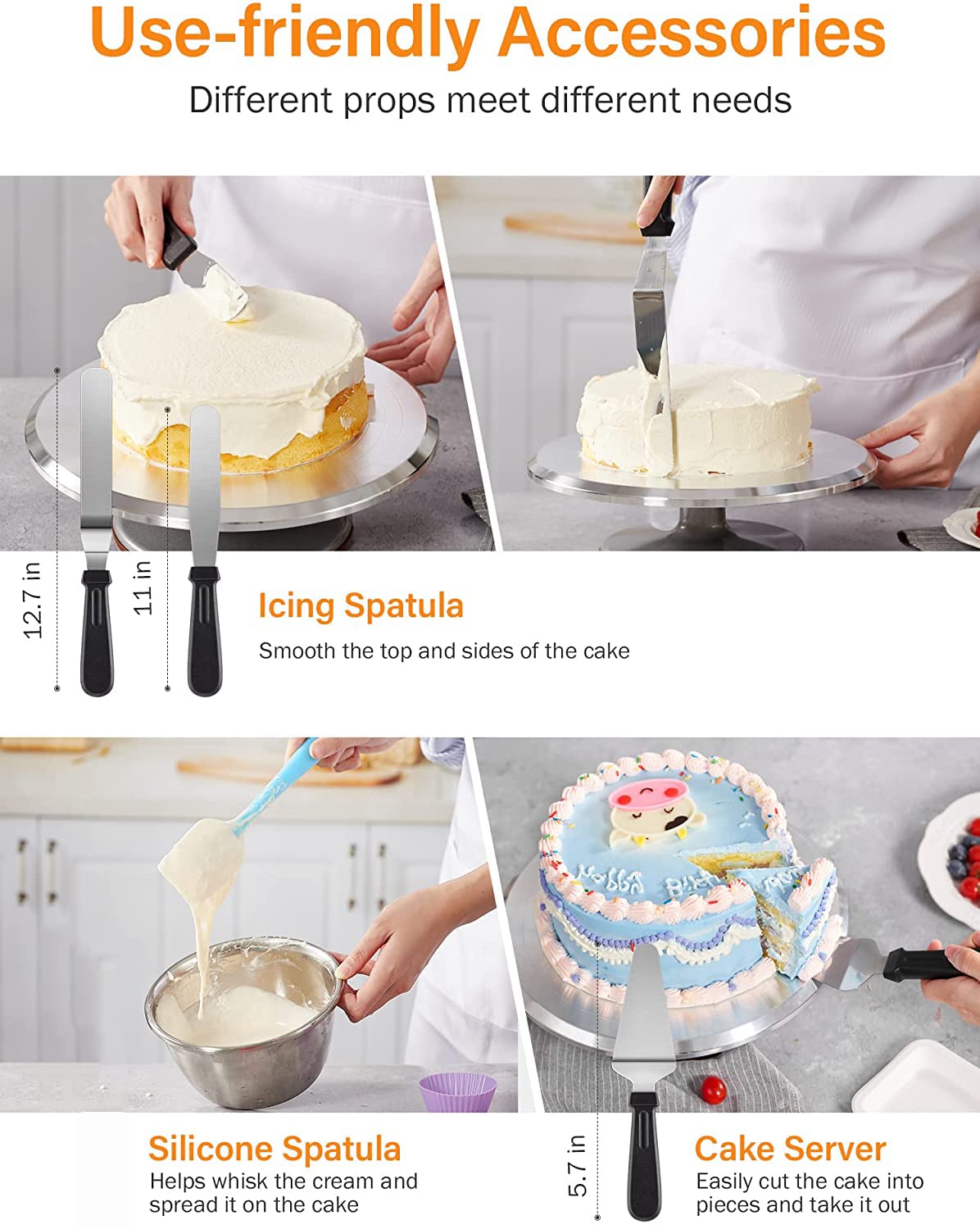 Springform Pan set, Nonstick Leakproof 3 Pcs(4"/7"/9") Cake Pan Bakeware Cheesecake Pan with 3 PcsIcing Spatula, Baking Pan, Round Cake Pans, Cake Decorating Kit, Baking Supplies, Cake Mold-Red