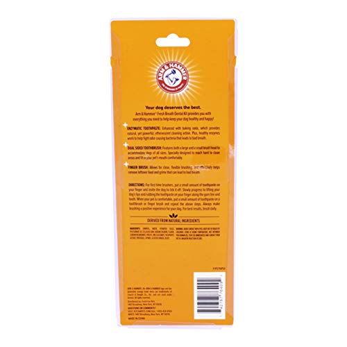Arm & Hammer for Pets Fresh Breath Kit for Dogs | Contains Toothpaste, Toothbrush & Fingerbrush | Reduces Plaque & Tartar Buildup | Safe for Puppies, 3-Piece Kit, Vanilla Ginger Flavor