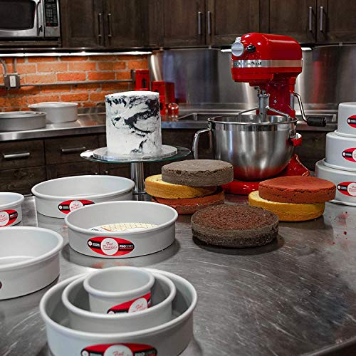 Lumintrail Fat Daddios Anodized Aluminum Tiered Round Cake Pans Bundle with a Spoon Set (4" Diameter (Set of 2), 2" Deep)