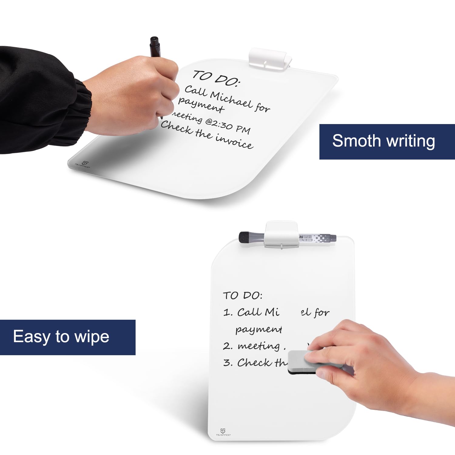 Small Desktop Glass Dry-Erase whiteboard - 12 X 8 Inches Tabletop Easel whiteboard with Stand, Desk Board Buddy for Artist, Teacher and Student
