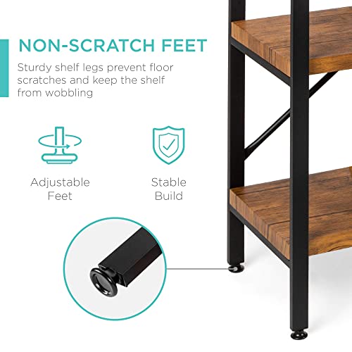 Best Choice Products Large Console Table, 3-Tier 55in Rustic, Industrial Sofa Table Storage for Living Room, Entryway, Foyer, Hallway w/EVA Non-Scratch Feet, Steel Frame - Brown