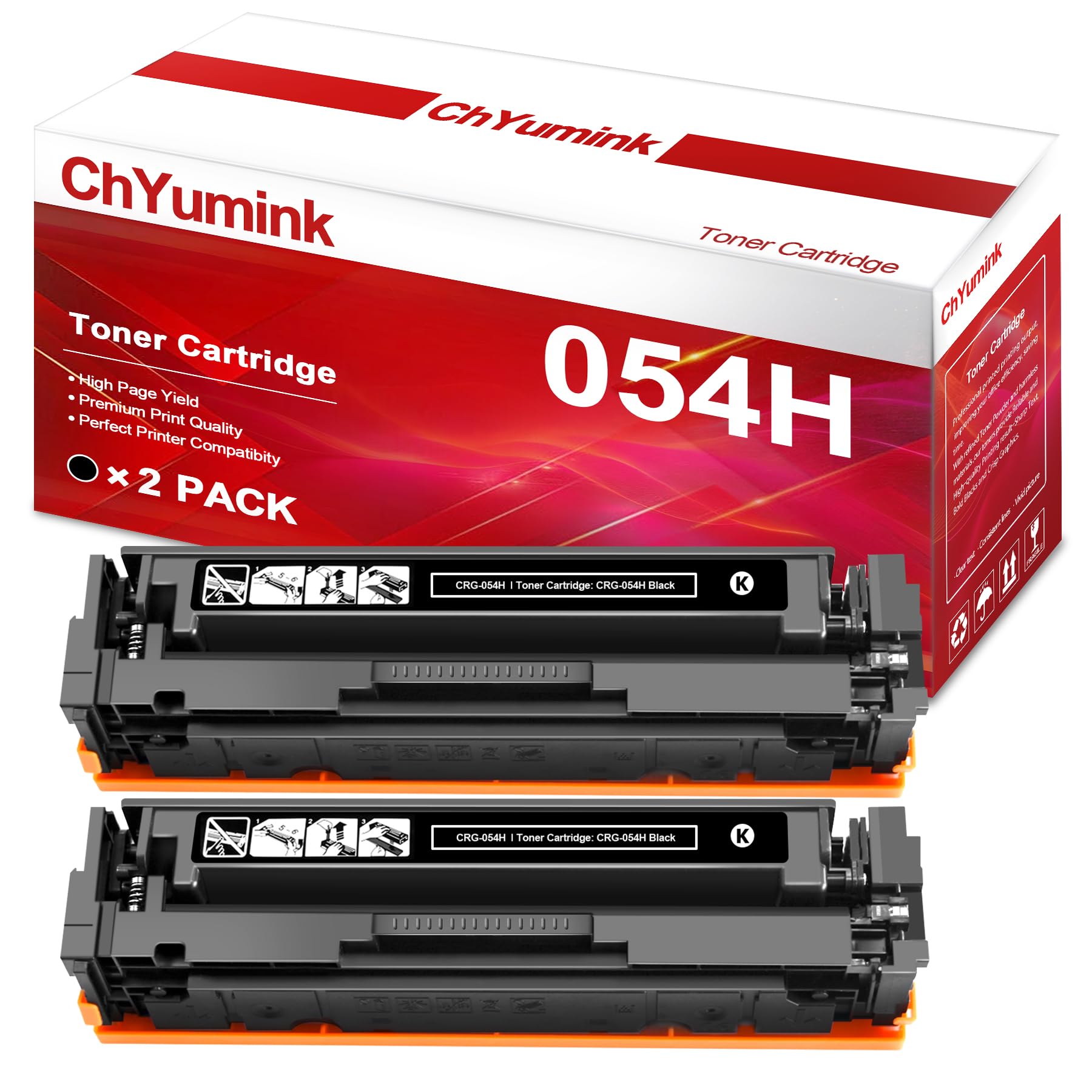 JC Toner Compatible Replacement for Canon 054 Black Toner Cartridge use with Canon Color imageCLASS MF642Cdw MF644Cdw MF640C LBP620C LBP622Cdw Series Printer -2 Pack