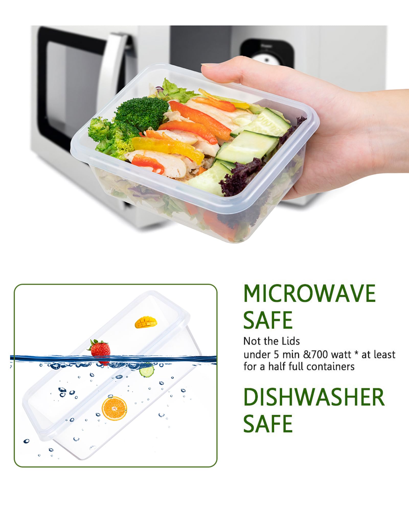 FOOYOO 32 Piece Food Storage Container with Lids (16 Containers + 16 Lids) - Plastic Food Containers with Lid, Airtight Leak Proof Snap Lock Lids, BPA Free Storage Containers with Lids