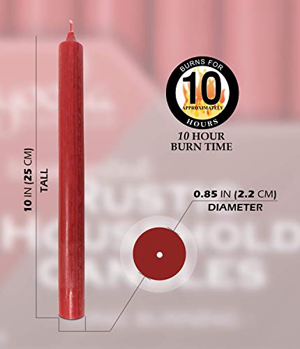 Hyoola 10 Inch Dinner Candles - 12 Pack - Red Tall Candles - Unscented Rustic Candles - Long Burning Candle Sticks