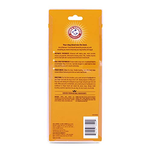 Arm & Hammer for Pets Fresh Breath Kit for Dogs | Contains Toothpaste, Toothbrush & Fingerbrush | Reduces Plaque & Tartar Buildup | Safe for Puppies, 3-Piece Kit, Vanilla Ginger Flavor