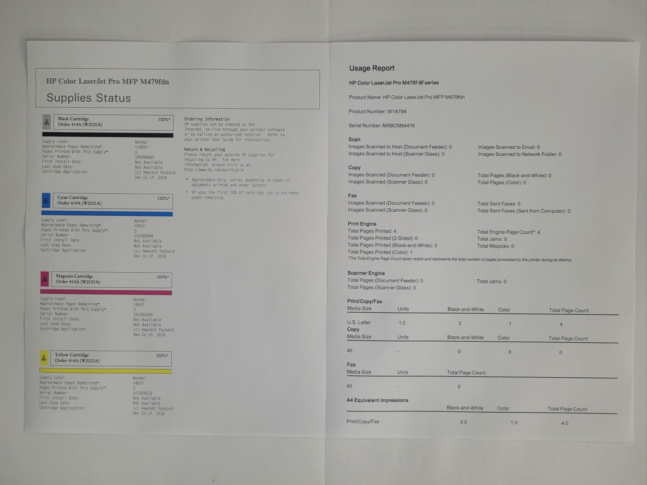 HP Color Laserjet Pro MFP M479fdn Printer, White (Renewed)