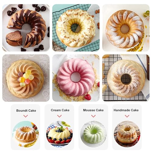Vimas 4 PCS Extra-Thick Silicone Fluted Cake Pan, 4 IN Silicone Tube Cake Pan, Nonstick Baking Molds for Muffin, Jello and Gelatin (Orange)