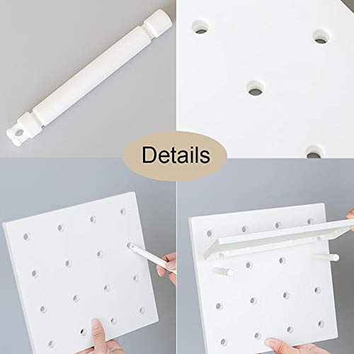 Yangli Pegboard Floating Shelves, Pack 2 DIY Decorative Wall Mounted Plastic Organizer Shelf for Office Kitchen Bedroom (White)