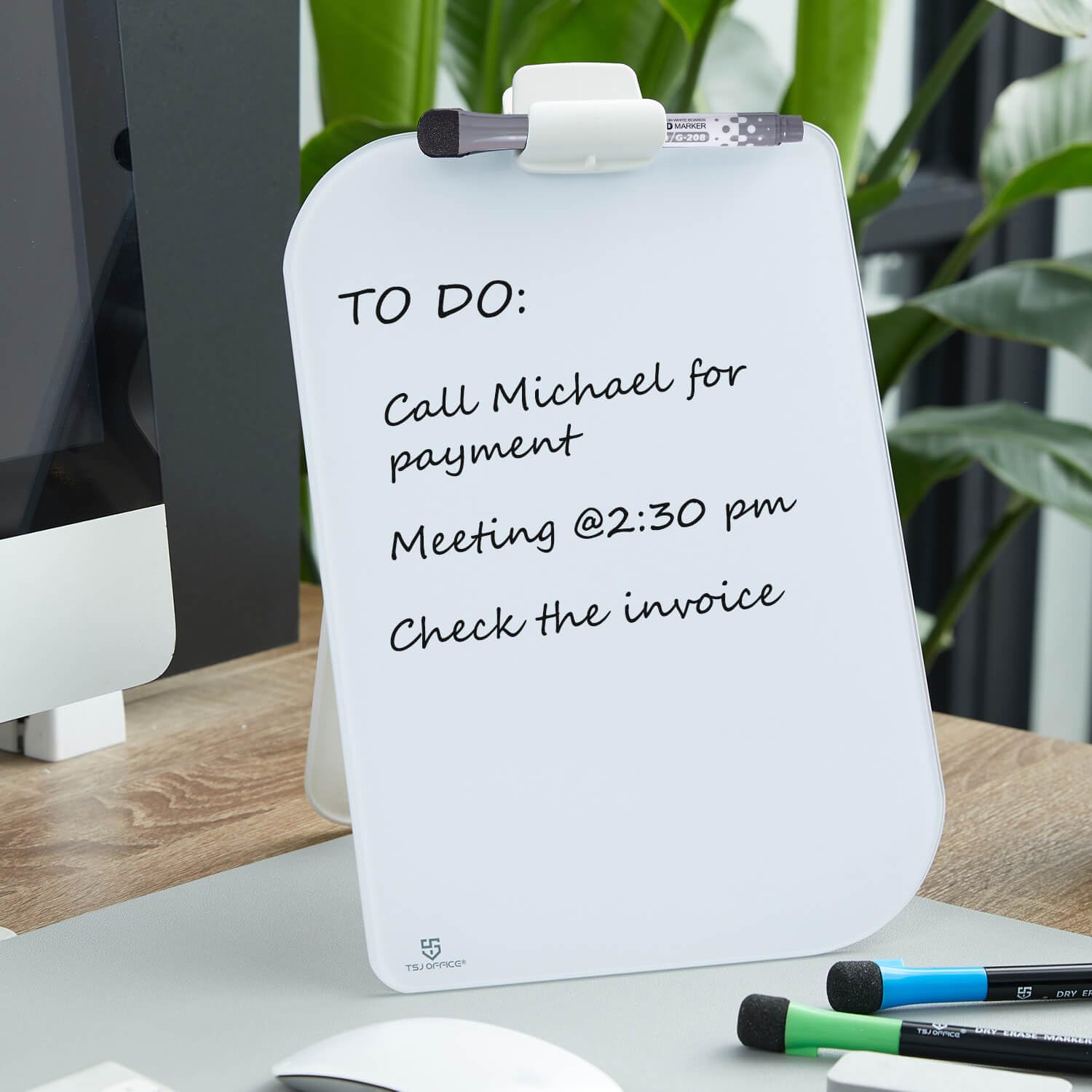 Small Desktop Glass Dry-Erase whiteboard - 12 X 8 Inches Tabletop Easel whiteboard with Stand, Desk Board Buddy for Artist, Teacher and Student