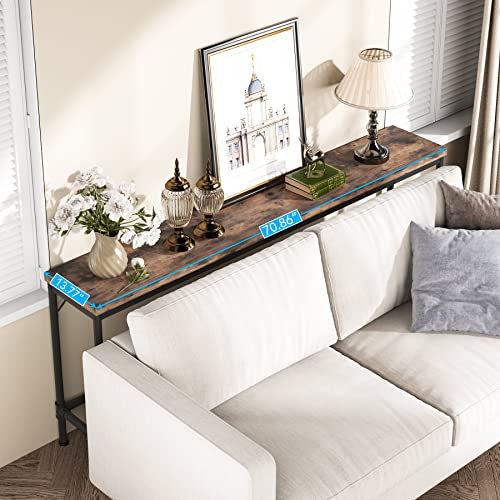 Tribesigns 70.9 Inch Extra Long Console Table, Narrow Long Sofa Table Behind Couch, Rustic Entryway Hallway Table Industrial Height Bar Table for Living Room