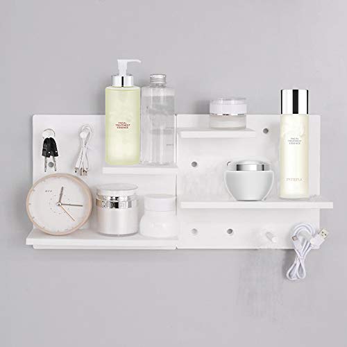 Yangli Pegboard Floating Shelves, Pack 2 DIY Decorative Wall Mounted Plastic Organizer Shelf for Office Kitchen Bedroom (White)