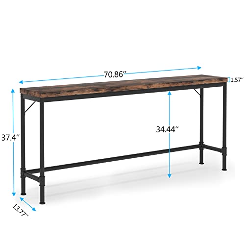 Tribesigns 70.9 Inch Extra Long Console Table, Narrow Long Sofa Table Behind Couch, Rustic Entryway Hallway Table Industrial Height Bar Table for Living Room