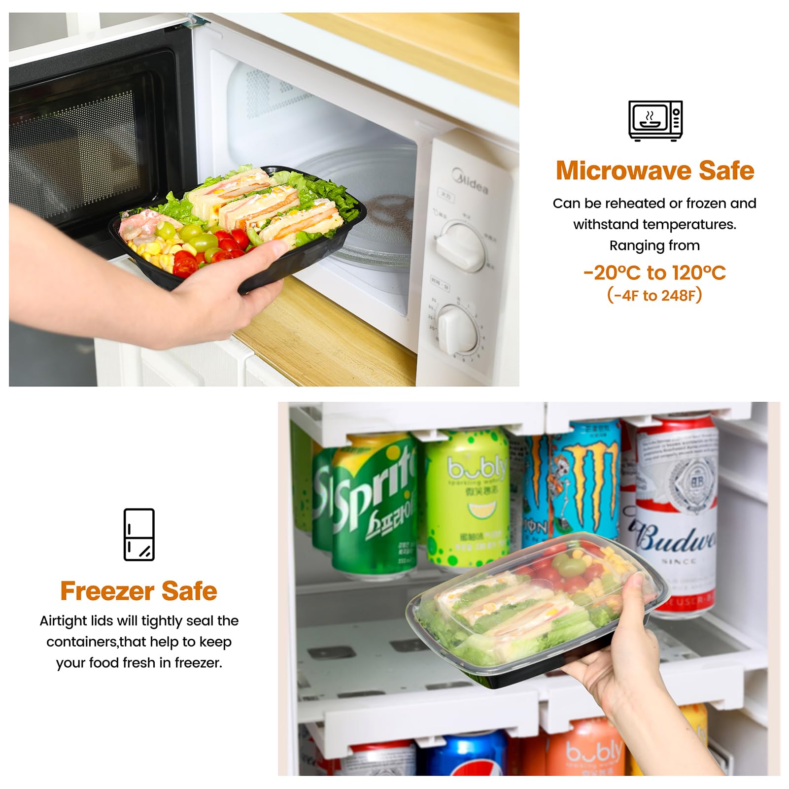 Glotoch Meal Prep Container Reusable,50Pack 32oz Plastic Food Prep Containers with Lids,BPA Free,Microwave, Dishwasher Safe Disposable To Go Containers for Food,Leftover,Single Compartment