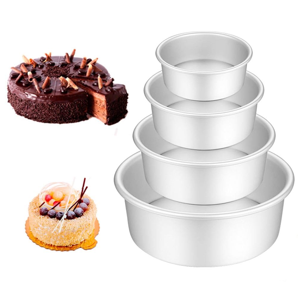 4/6/7/8/9/10/12 inch Round Cake Pans Aluminum Alloy Deep Cake Baking Pan Oven Baking Pans Cake Tin for Baking Layer Wedding Birthday Cake(4inch)