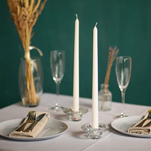 CANDWAX Ivory Taper Candles 14 inch Dripless - Set of 12 Tapered Candles Ideal as Dinner Candles - Smokeless and Unscented Taper Candles Long Burning - Hand Poured Tall Candlesticks