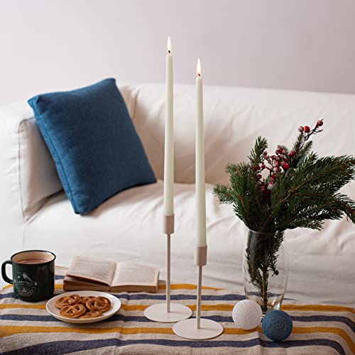 CANDWAX Ivory Taper Candles 14 inch Dripless - Set of 12 Tapered Candles Ideal as Dinner Candles - Smokeless and Unscented Taper Candles Long Burning - Hand Poured Tall Candlesticks