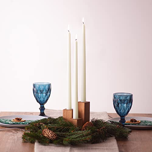 CANDWAX Ivory Taper Candles 14 inch Dripless - Set of 12 Tapered Candles Ideal as Dinner Candles - Smokeless and Unscented Taper Candles Long Burning - Hand Poured Tall Candlesticks