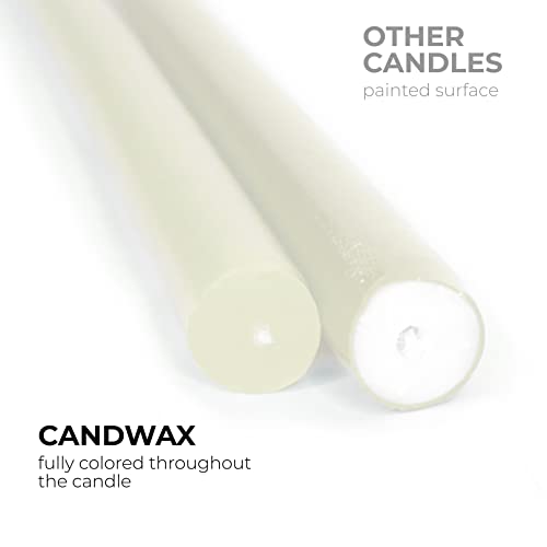 CANDWAX Ivory Taper Candles 14 inch Dripless - Set of 12 Tapered Candles Ideal as Dinner Candles - Smokeless and Unscented Taper Candles Long Burning - Hand Poured Tall Candlesticks