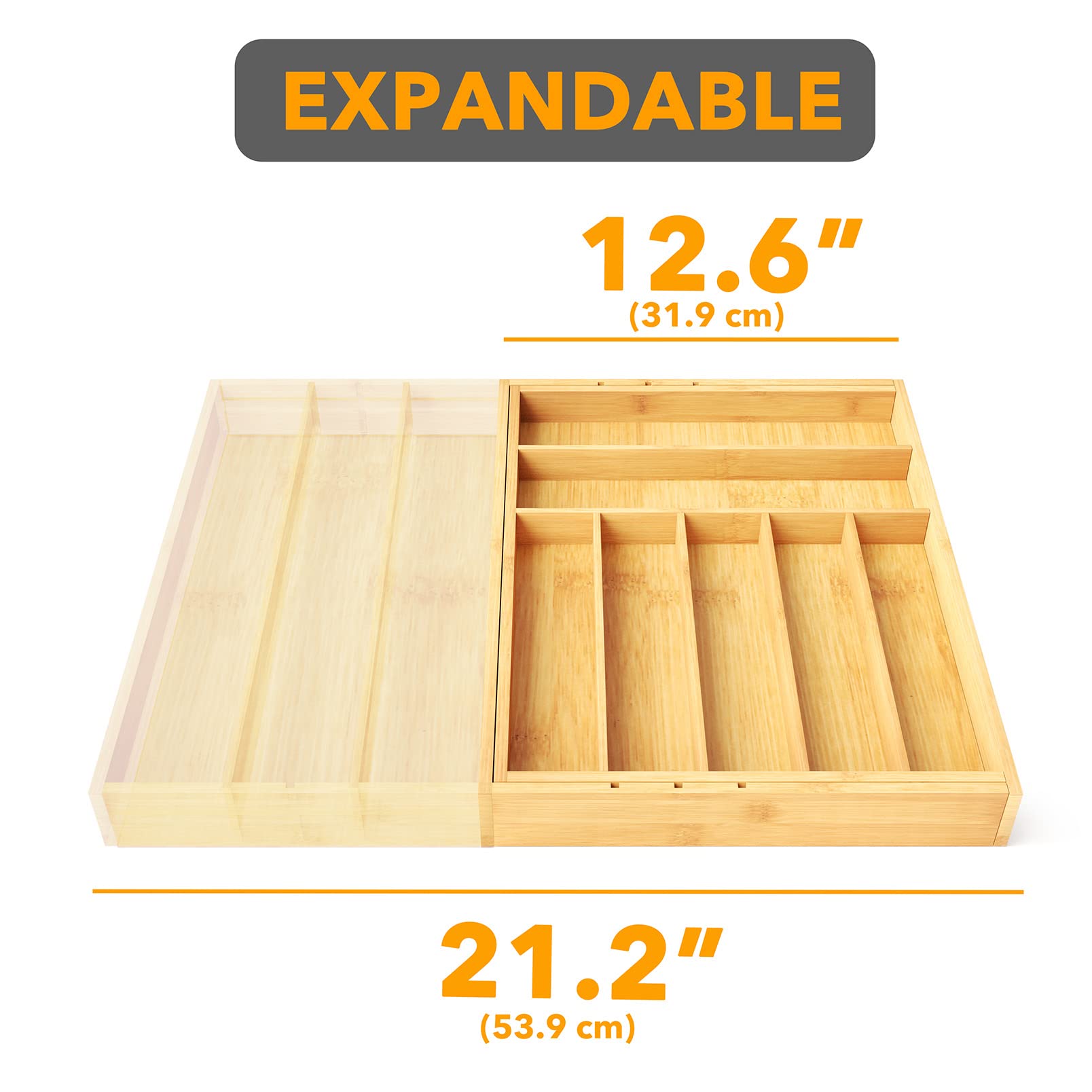 SpaceAid Bamboo Silverware Drawer Organizer with Labels, Kitchen Utensil Expandable Tray Holder Organizer for Flatware, Cutlery, Spoon and Knives Drawer Storage Organization (Natural, 10 Slots)