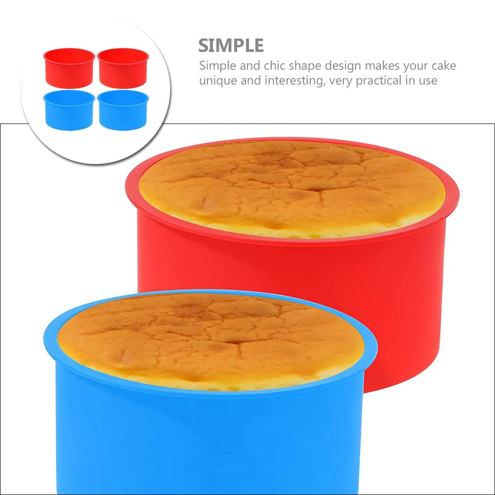 BESTonZON 4 Inch Cake Pans, Mini Silicone Bakeware, Silicone Loaf Pan Nonstick Baking Molds for Muffin,Cupcake and Smash Cake (4Pack)