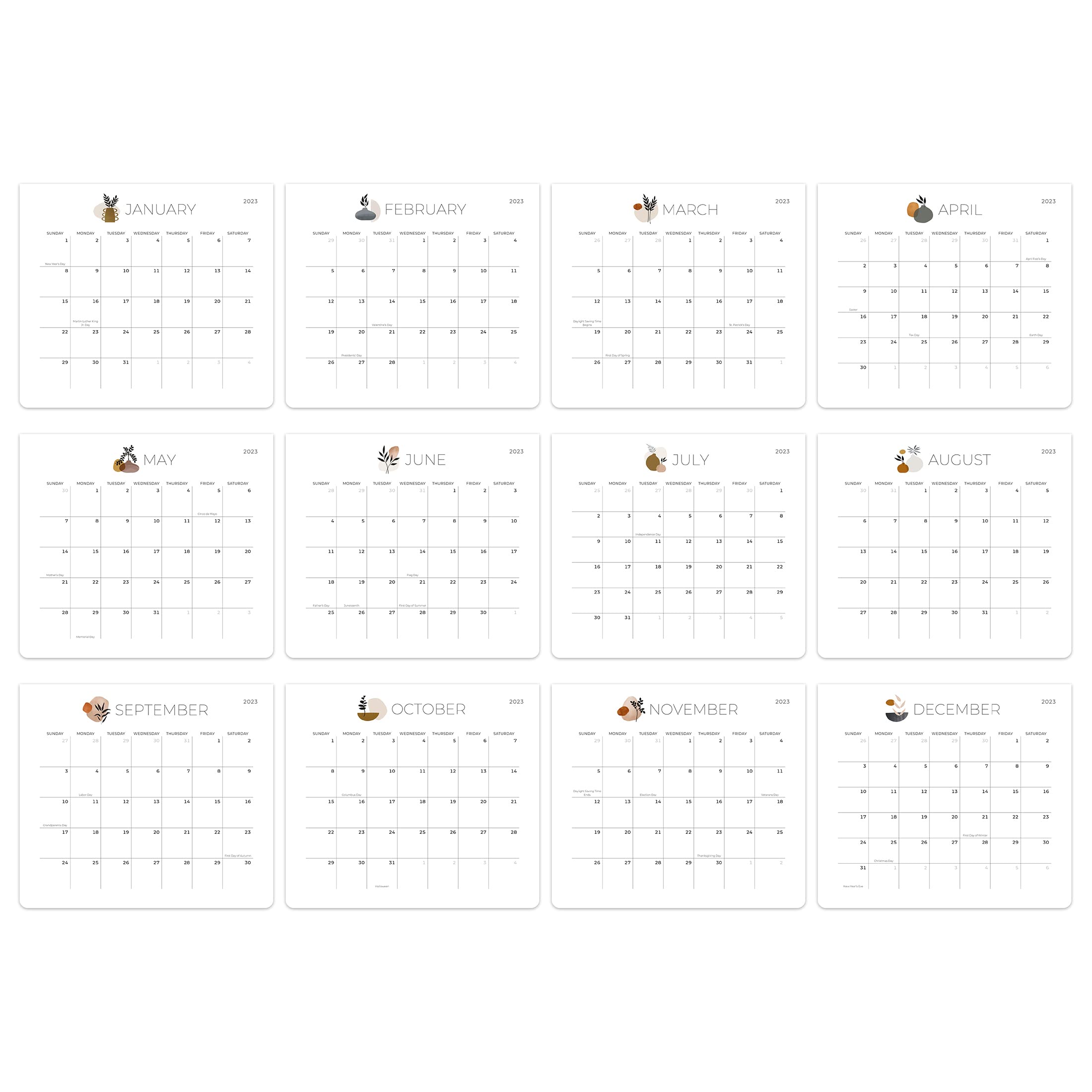 Beautiful 2023 Magnetic Fridge Calendar - Runs Until July 2024 - The Perfect Monthly Calendar With Abstract Designs for Easy Planning