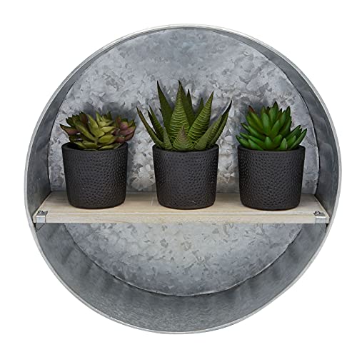 Farmlyn Creek Rustic Floating Circular Shelf for Home, Farmhouse Galvanized Wall Décor (12.5 x 4 in)