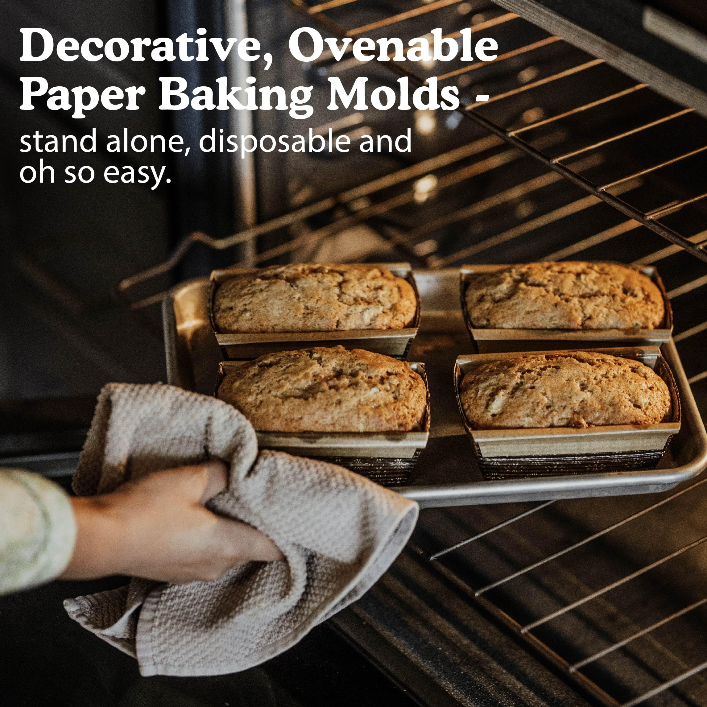 Regency Wraps Loaf Pans, Small, 4" X 2" x 2", 4 Pack, Disposable Stand Alone Baking Molds for Quick Breads, Banana and Zucchini