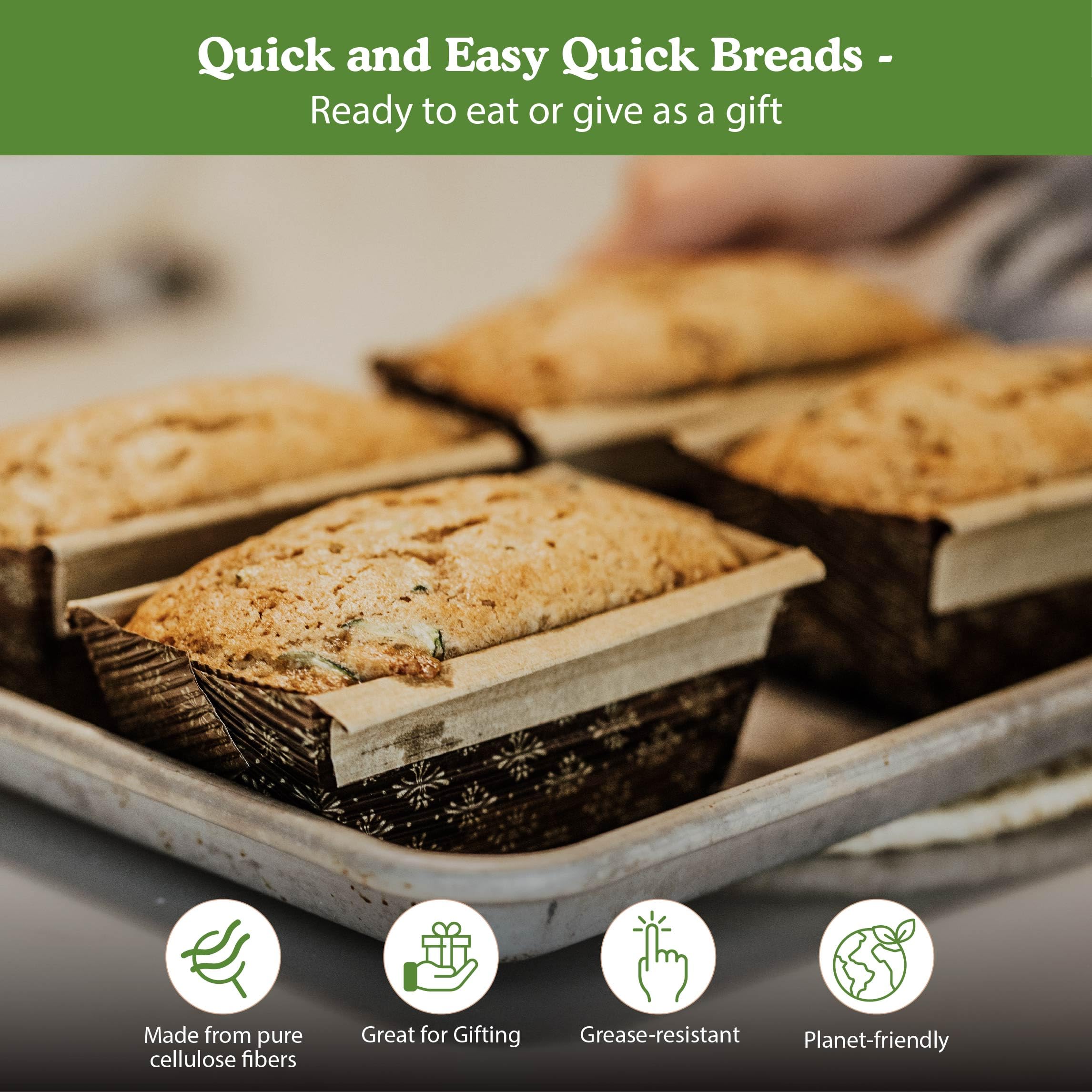 Regency Wraps Loaf Pans, Small, 4" X 2" x 2", 4 Pack, Disposable Stand Alone Baking Molds for Quick Breads, Banana and Zucchini