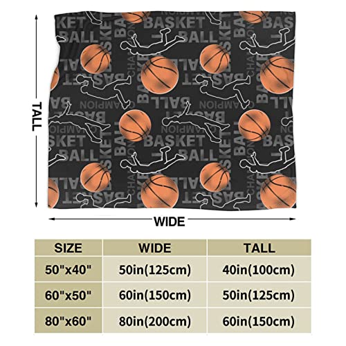 Basketball Sport Flannel Reversible Sherpa Throw Blanket Fuzzy and Soft Fleece Bed Blanket
