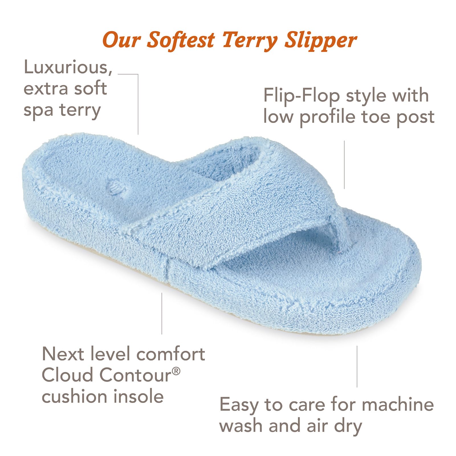 Acorn Women's Spa Thong Slippers with Cloud Contour Comfort - Arch Support and Plush Fluffy Terry Lining, Perfect for Beach, Camping, Poolside, or Bathroom Wear, Black, Wide 6.5 - 7.5
