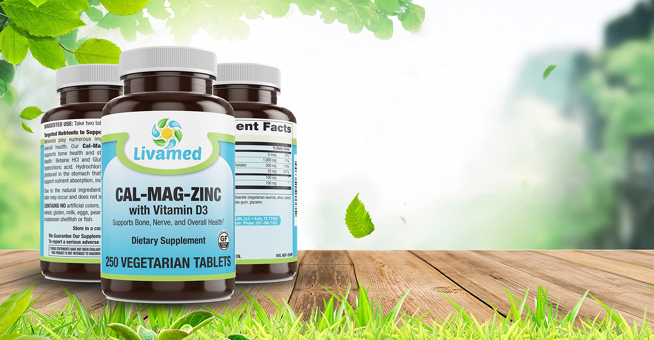 Livamed - Chelated Cal-Mag Plus Betaine HCl Veg Tabs 250 Count