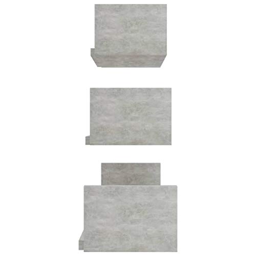 INLIFE 3 Pcs Floating Wall Display Shelves,U-Shaped Wall Mounted Book DVD Collectables Decoration Storage Shelf for Living Room,Bedroom Wall Display Shelves Concrete Gray 23.6"x 5.9"x 3.9"(LxWxH)