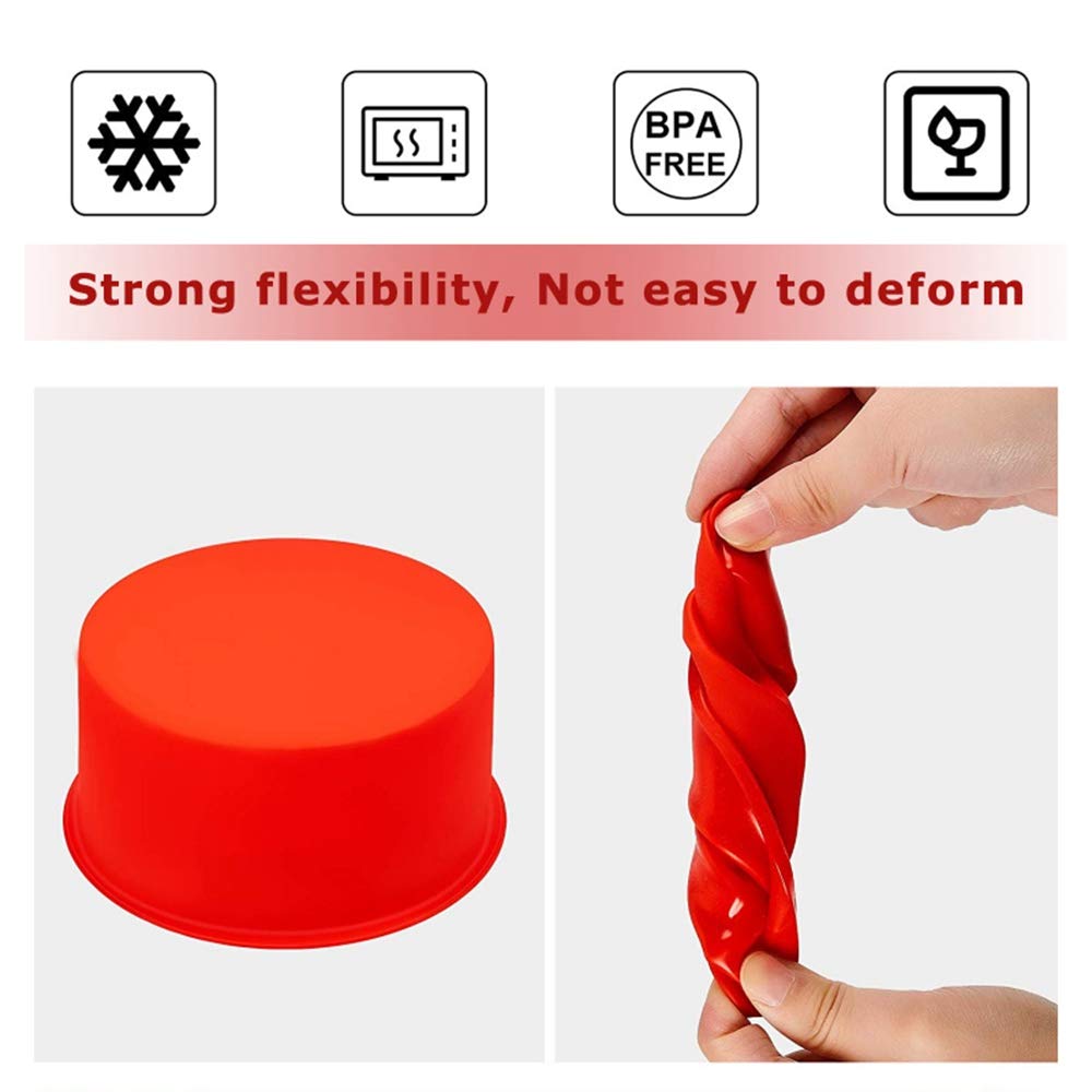 4 Inch Silicone Cake Mold Baking Pan Round 4 Inch Non-Stick Bakeware Pan Reusable Mini Cake Pan for Oven Blue,Red