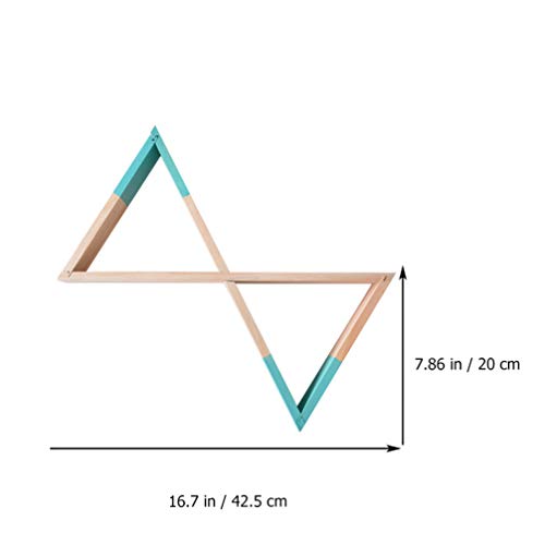 Garneck Wall Shelf Decor Wooden Floating Shelf Triangle Funnel Shaped Shelf Organizer Wall Mount Decorative Display Shelves Home Office Wall Storage Holder Green Botanical Decor