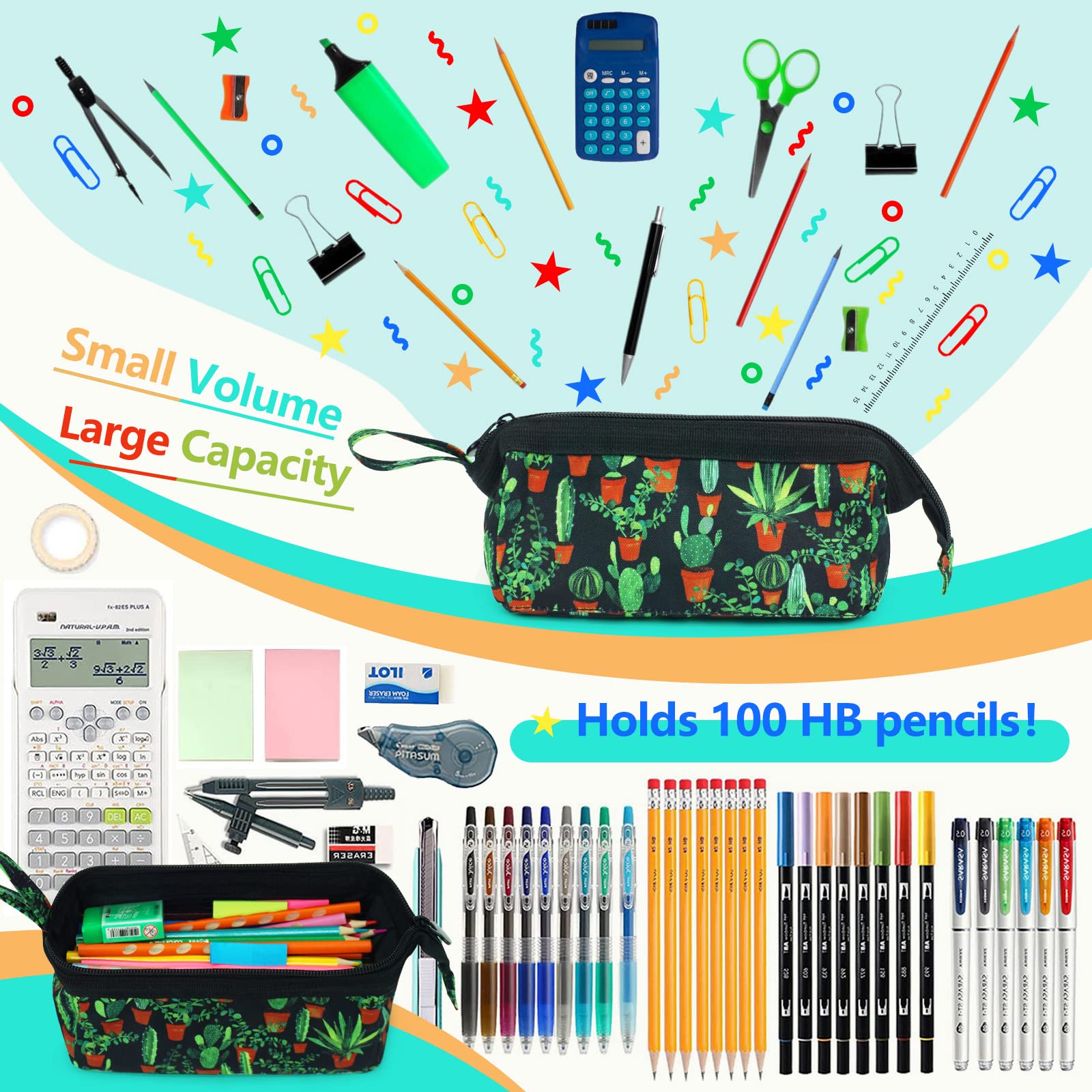 Pencil Case Durable Lightweight,Makeup Bag With Smooth Zipper, Multifunction Cosmetic Bag Easy Grip Handle,Suitable For Boys, Girls And Adults. For School Supplies And Cosmetics