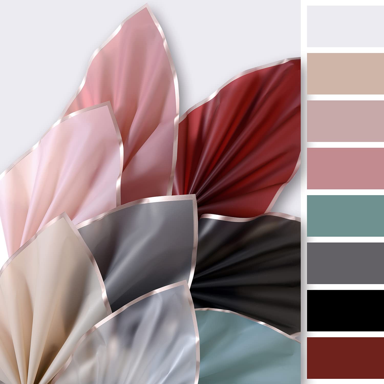Flower Wrapping Paper Floral Wrap Sheets Florist Bouquet Supplies Waterproof wrapping paper includes ribbon (20 sheets) (black+Golden line)