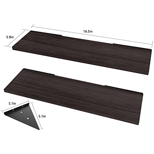 ROSEYAT Floating Shelves Wood Wall Shelf for Bathroom, Bedroom, Wall Mounted Brown Bathroom Shelf Set of 2 for Living Room, Laundry, Kitchen Storage & Decorate - Espresso
