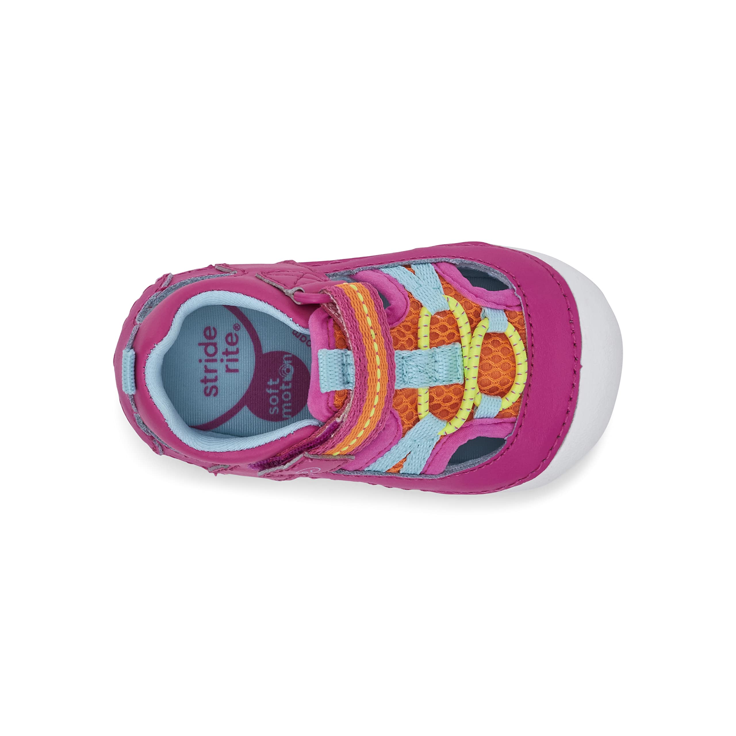 Stride Rite baby girls Soft Motion Tobias First Walker Shoe, Pink Multi, 5.5 Wide Toddler US