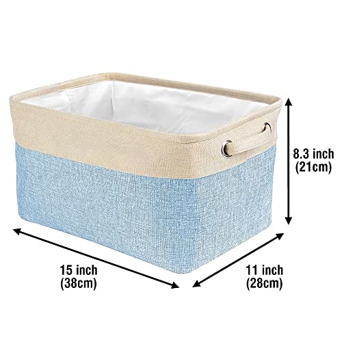 MALIHONG Personalized Foldable Storage Basket with Cute Dog Great Dane Collapsible Sturdy Fabric Bone Pet Toys Storage Bin Cube with Handles for Organizing Shelf Home Closet, Blue and White