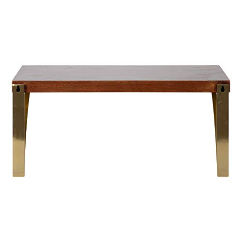 Kate and Laurel Bellingham Modern Floating Shelf for Wall, 18 x 8 x 8, Walnut Brown and Gold, Mid-Century Shelf for Storage and Display