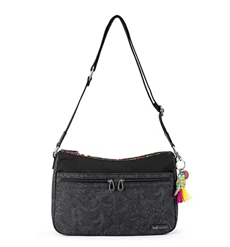 Sakroots womens New Adventure & Bag, Stylish Roomy Purse, Made from Recycled Materials Hobo Shoulder and Crossbody Bag, Black Spirit Desert Block, One Size US