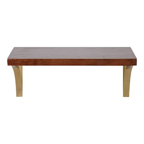 Kate and Laurel Bellingham Modern Floating Shelf for Wall, 18 x 8 x 8, Walnut Brown and Gold, Mid-Century Shelf for Storage and Display