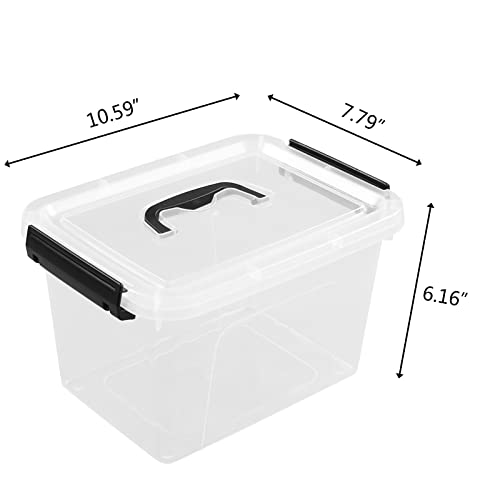 Jandson 5.5 Quart Clear Latching Storage Box, Plastic Container Bin, 6 Packs