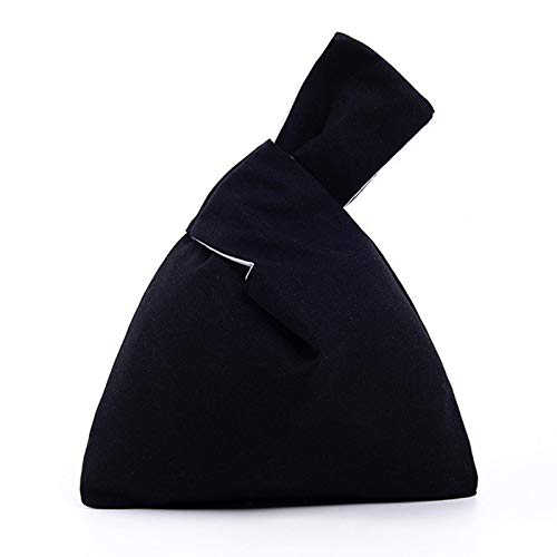 YINGKOR Cotton Canvas Plain Color Japanese Bag Wrist Wristlet Handbag Sleeve Knot Pouch Portable Purse Tote Gift Bag Pack (Collette)