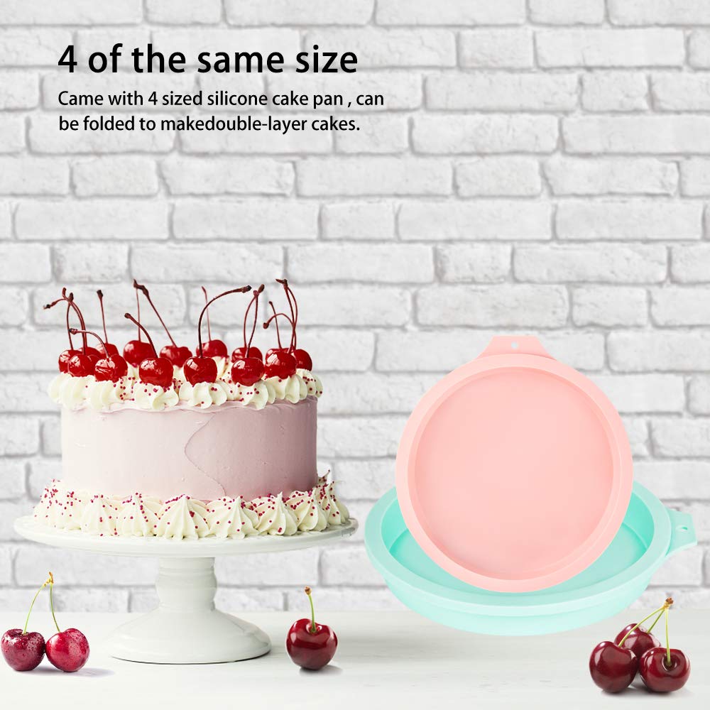 6-Inch Silicone Round Cake Pan Baking Mold, Baking Mold DIY Rainbow Cakes, Non-Stick Silicone, Pack of 4